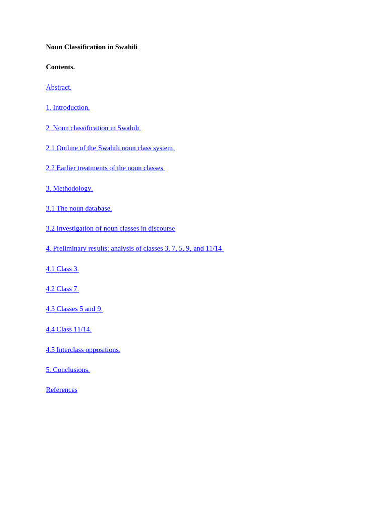 Swahili Noun Classification Analysis | PDF | Grammatical Number ...