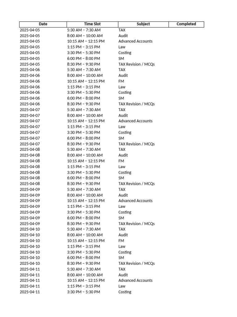 CA_Inter_Study_Schedule_April_5_to_18 (1) | PDF