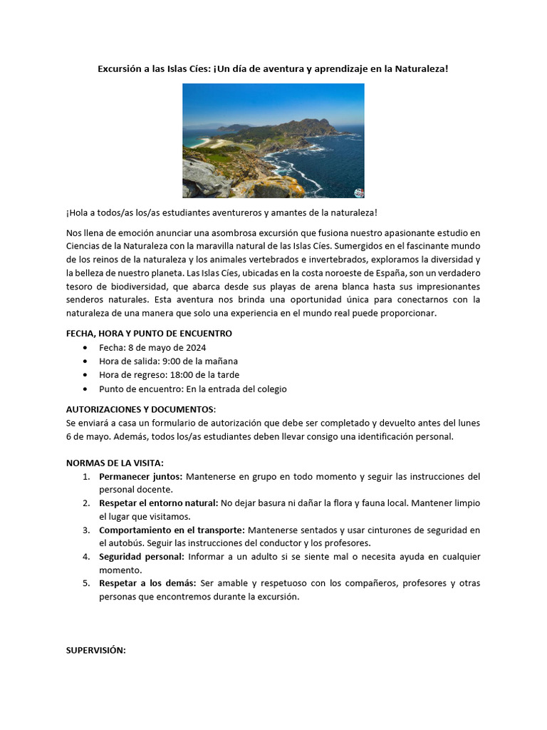 Excursión Islas Cíes | PDF