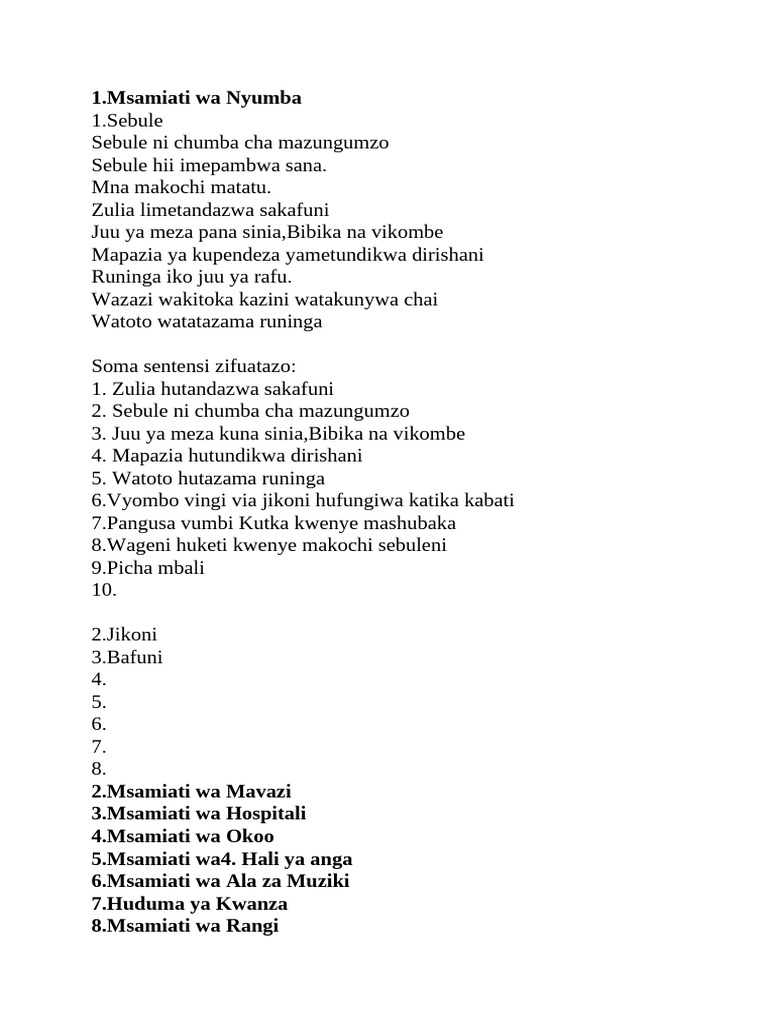 Msamiati | PDF