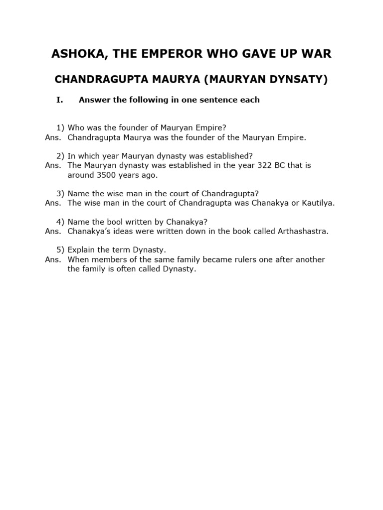 Chandragupta Maurya (Mauryan Dynsaty) | PDF