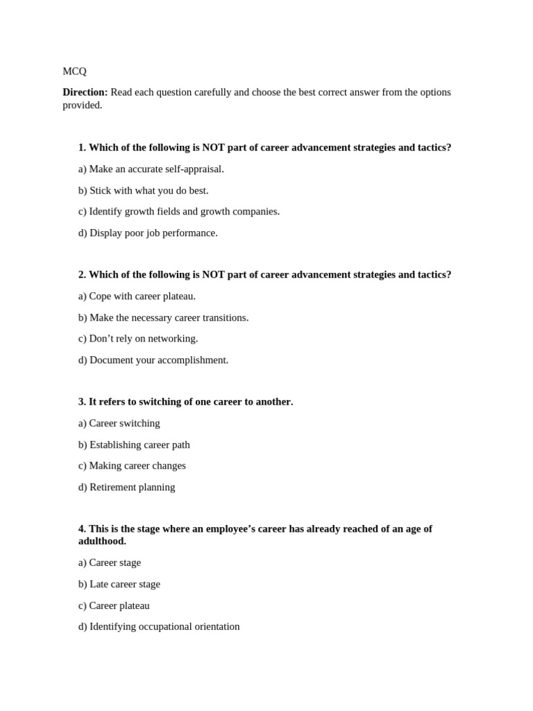 MCQ HRM | PDF | Psychology | Workplace