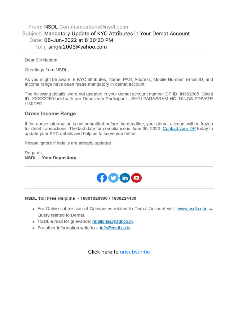 Mandatory KYC Update for Demat Accounts | PDF