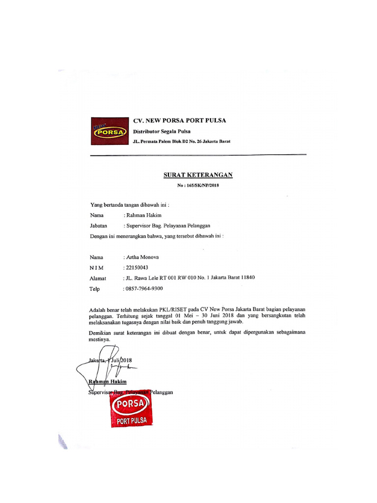 Surat Keterangan Riset | PDF