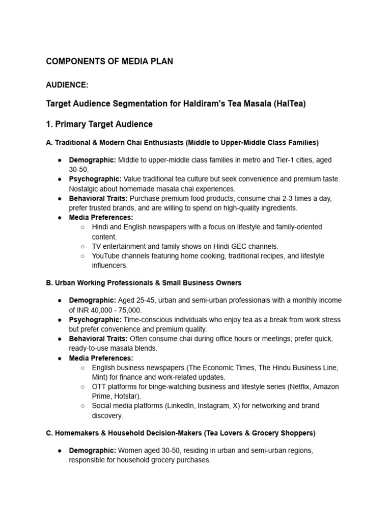Components of Media Plan (1) 2 | PDF | Advertising | Brand