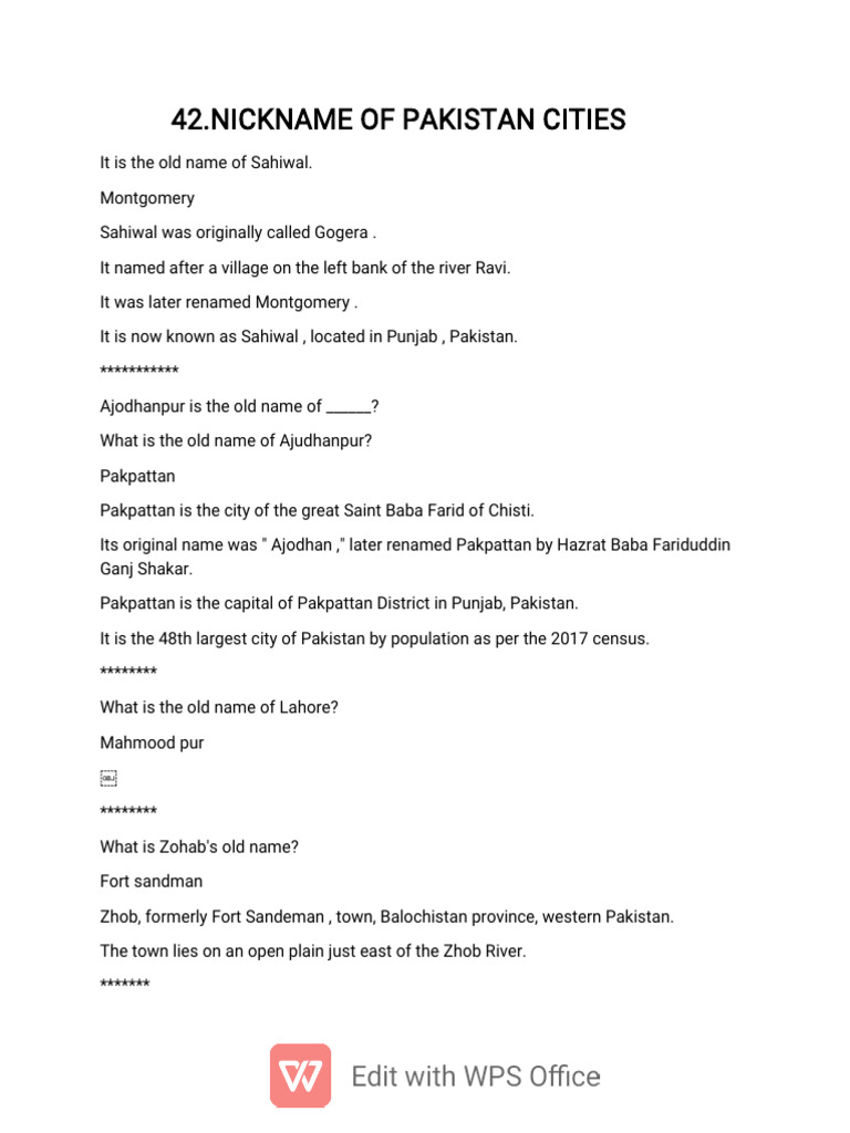 Old Names of Pakistani Cities Explained | PDF | Indus River | Peshawar