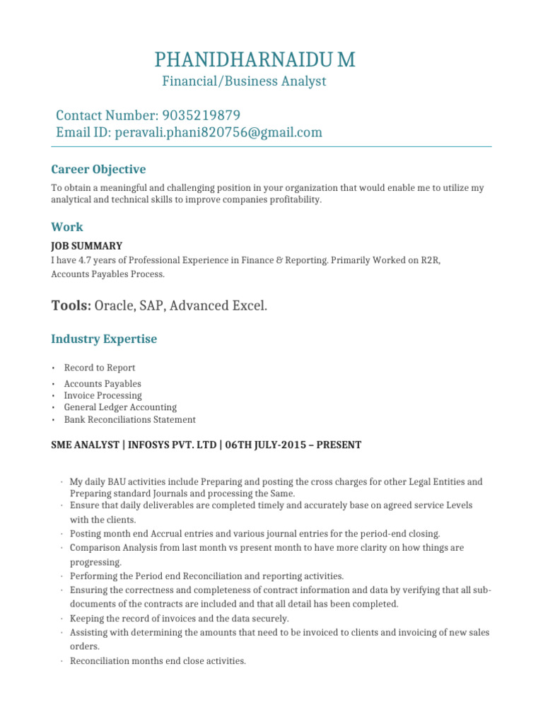 Phanidhar Naidu Resume | PDF | Accounts Payable | Business