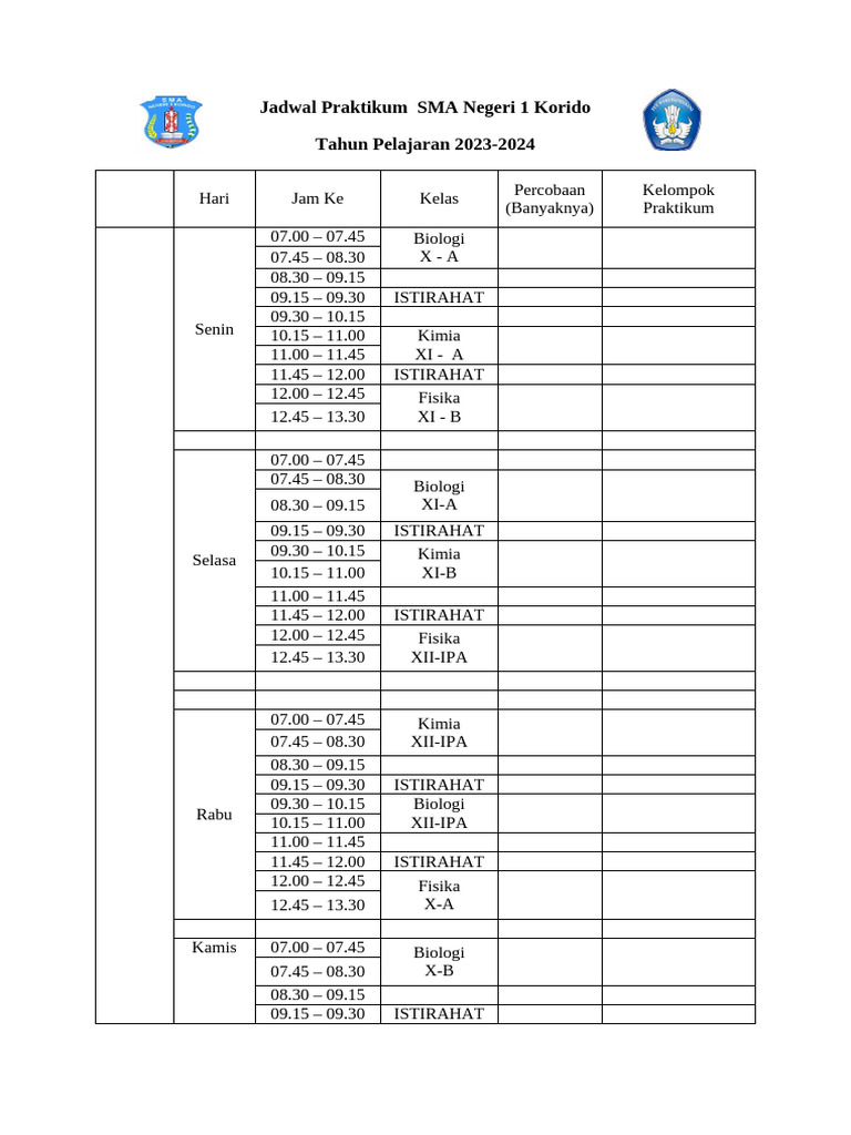 1-Pengelolaan-Laboratorium-Contoh-Jadwal-Penggunaan-Lab | PDF