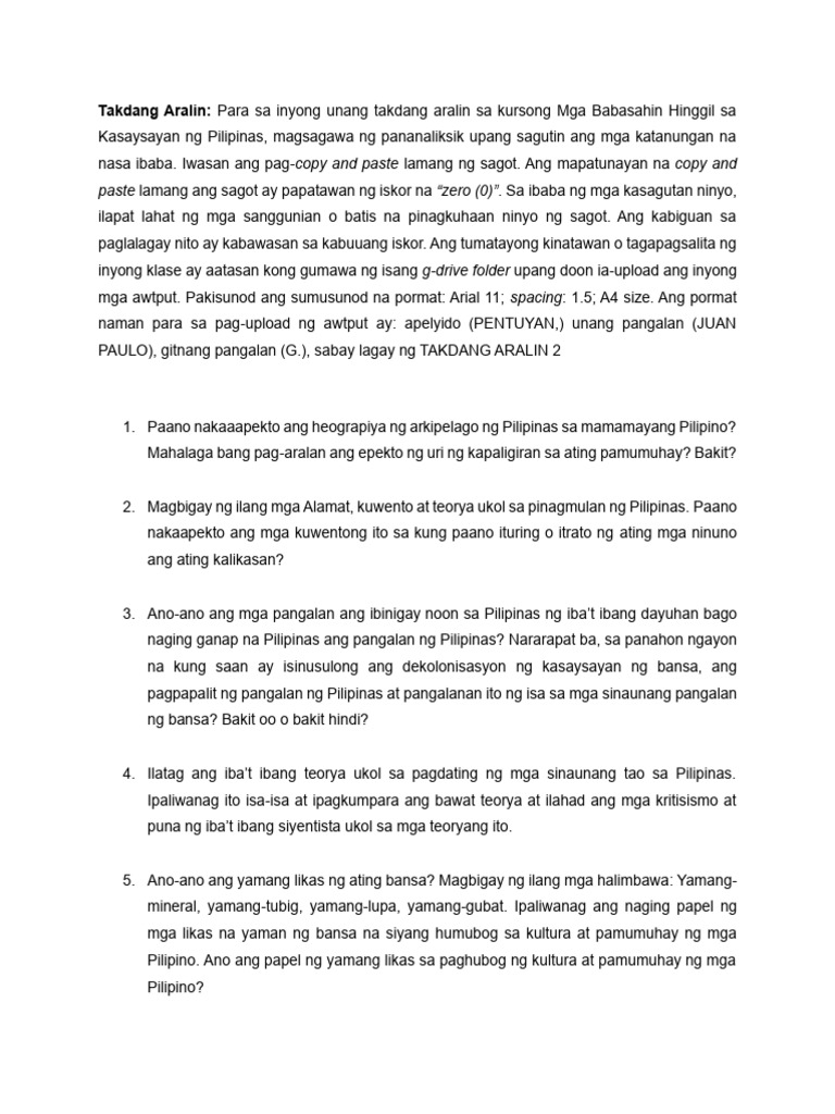 Takdang-Aralin-sa-Kasaysayan 1 | PDF