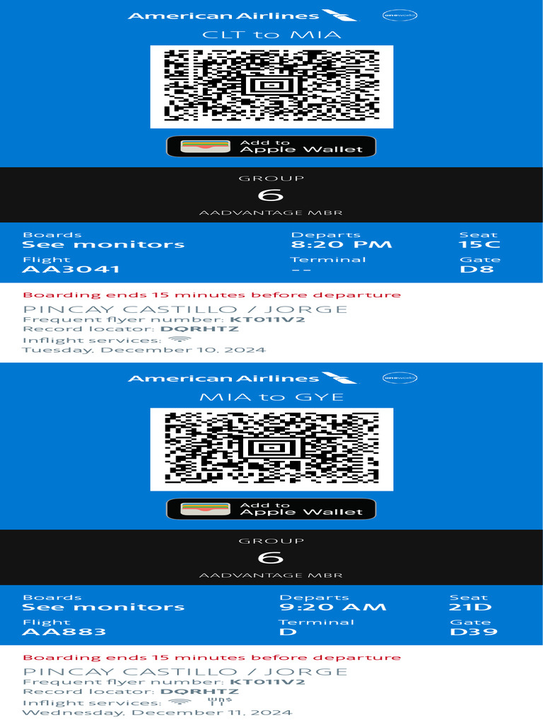 American Airlines Boarding Pass Details | PDF