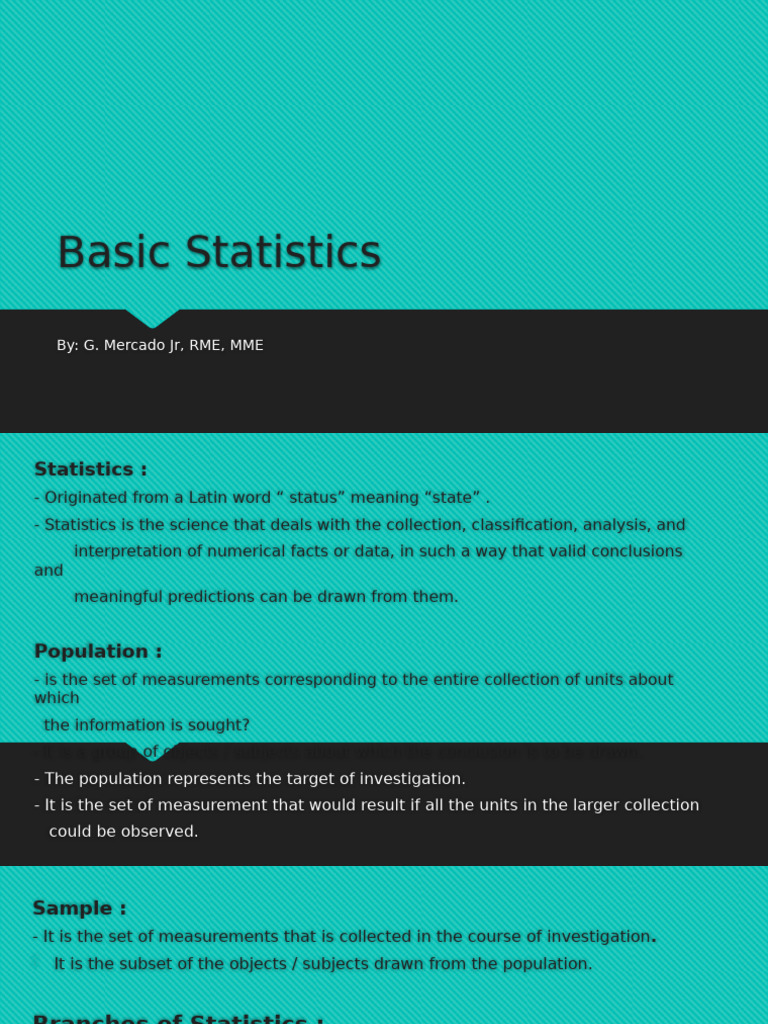 Basic Statistics | PDF | Variance | Statistics