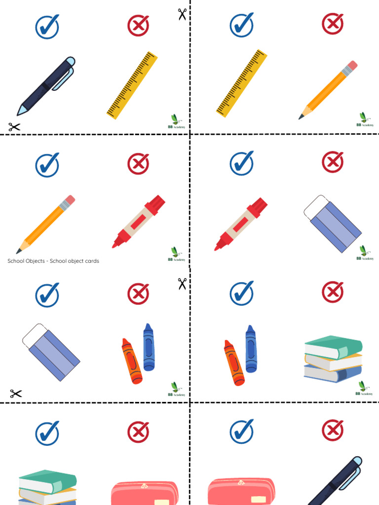 p2b16 School Object Cards | PDF