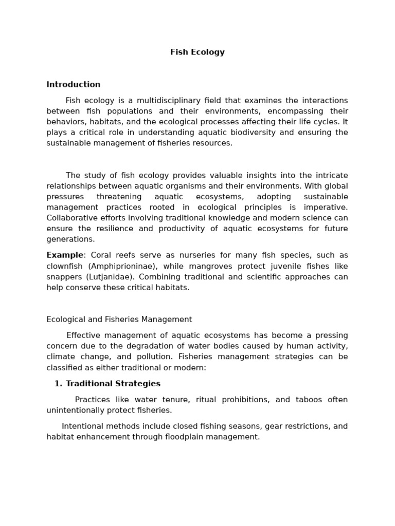Understanding Fish Ecology and Management | PDF | Eutrophication | Dead ...