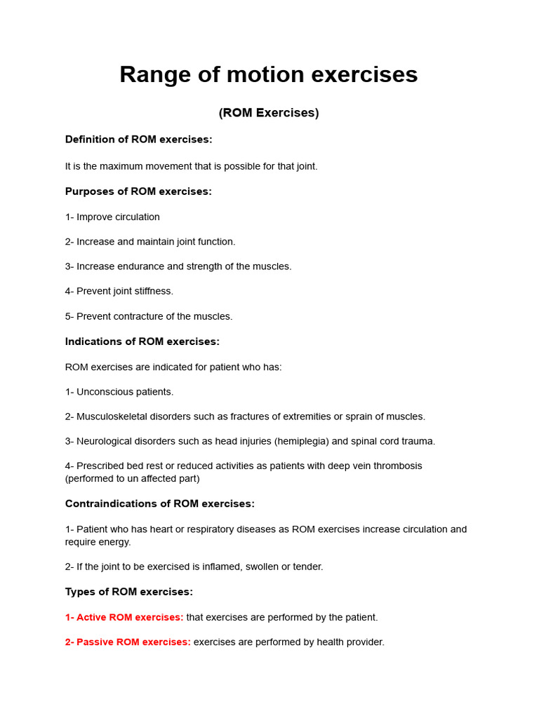 Range of Motion Exercises | PDF | Anatomical Terms Of Motion | Foot
