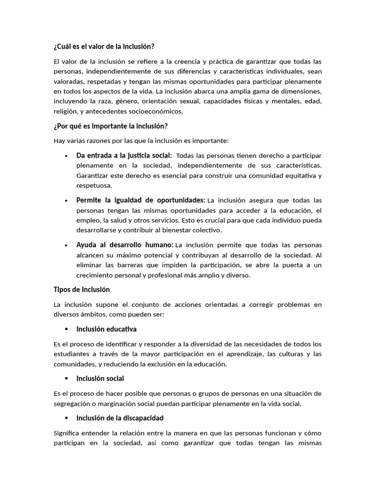 La Inclusion | PDF | Inclusión (Educación) | Exclusión social
