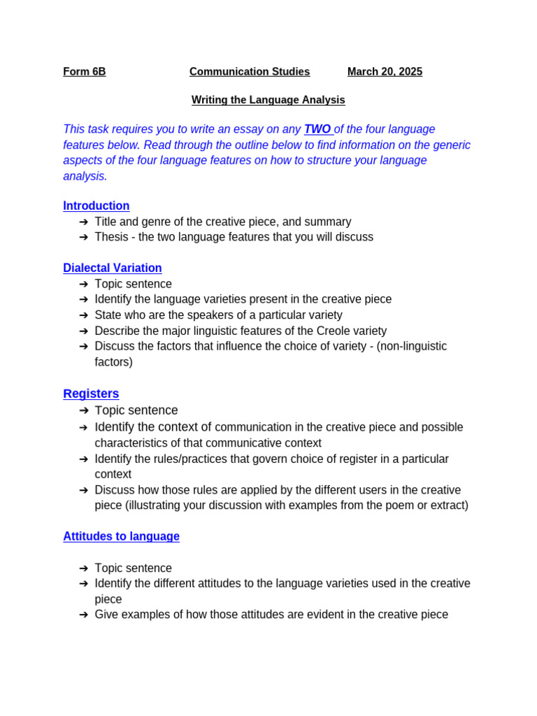 Writing The Language Analysis | PDF