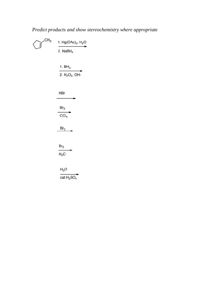 Alkene RXN Practice | PDF