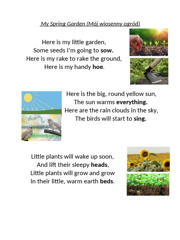 My Spring Garden Poem for Kids | PDF