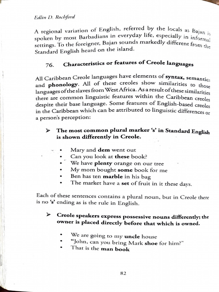Characteristics of Creole Languages | PDF | Plural | English Language