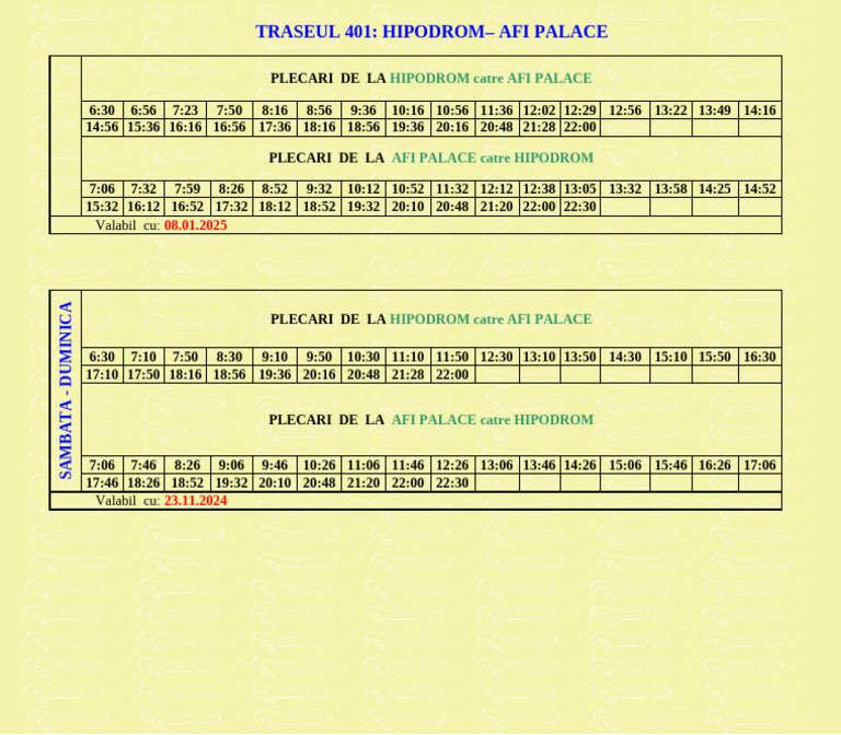 Horaires Traseul 401 Ploiesti 2025 | PDF