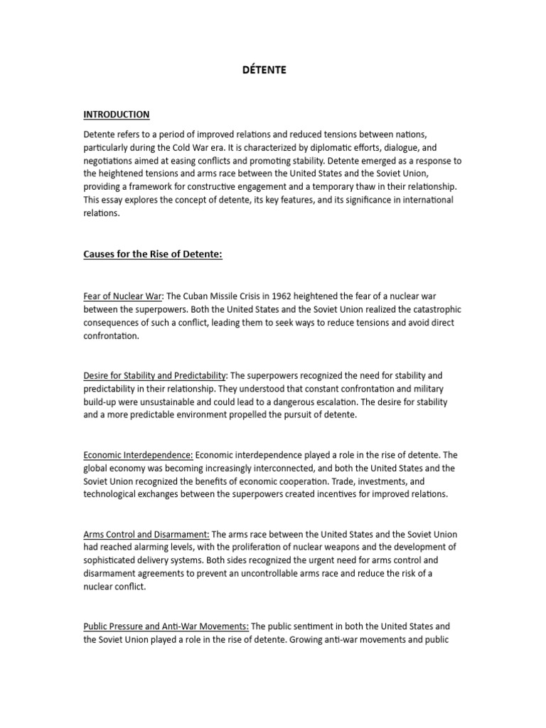Understanding Cold War Detente Dynamics | PDF | Diplomacy ...