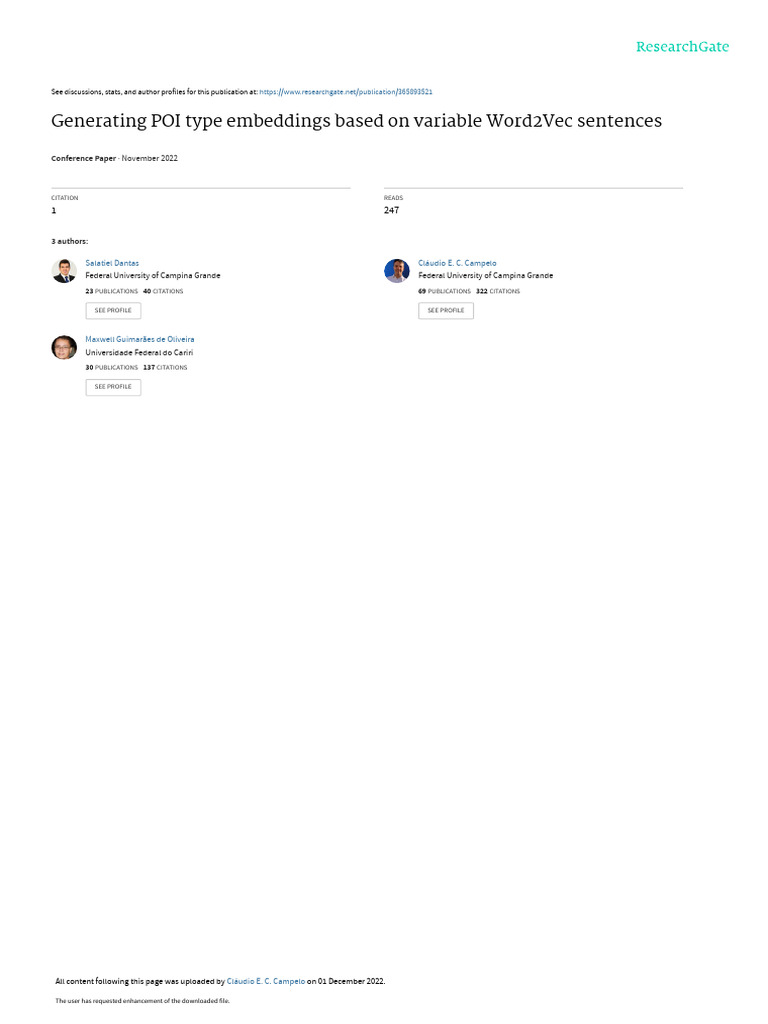 Generating POI Type Embeddings Based On Variable Word2Vec Sentences | PDF | Applied Mathematics ...
