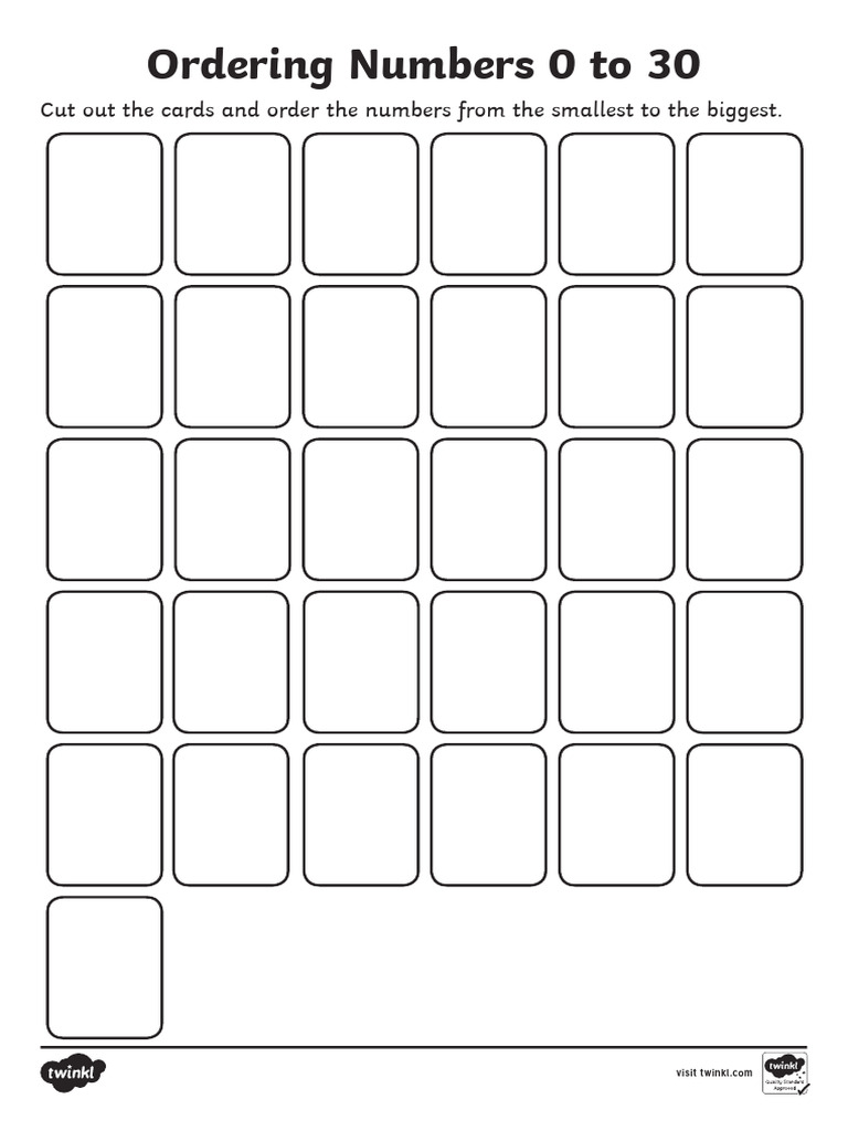 T N 7048 Ordering Numbers 0 To 30 Activity Sheet Ver 2 | PDF