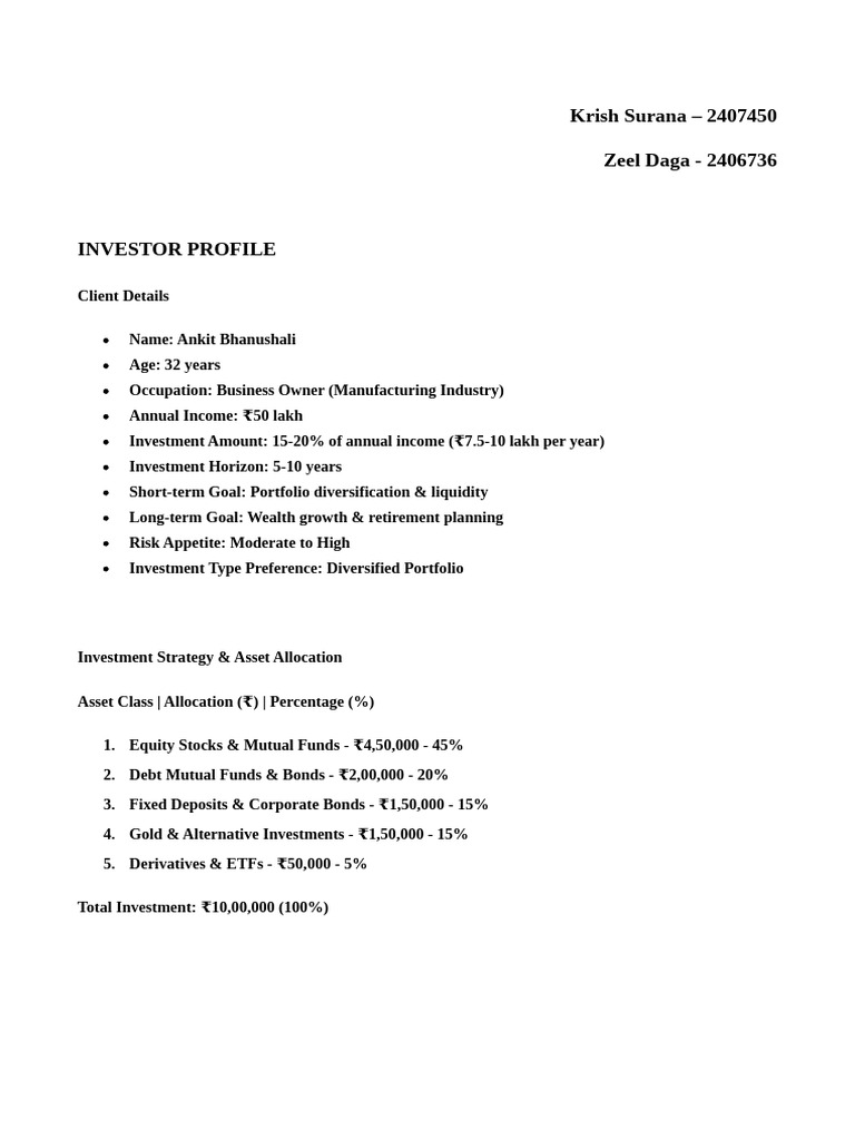 Investor Profile | PDF | Exchange Traded Fund | Bonds (Finance)
