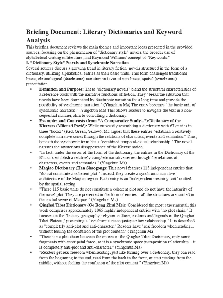 Literary Dictionaries, Keywords, and Alphabetical Writing | PDF | Human ...