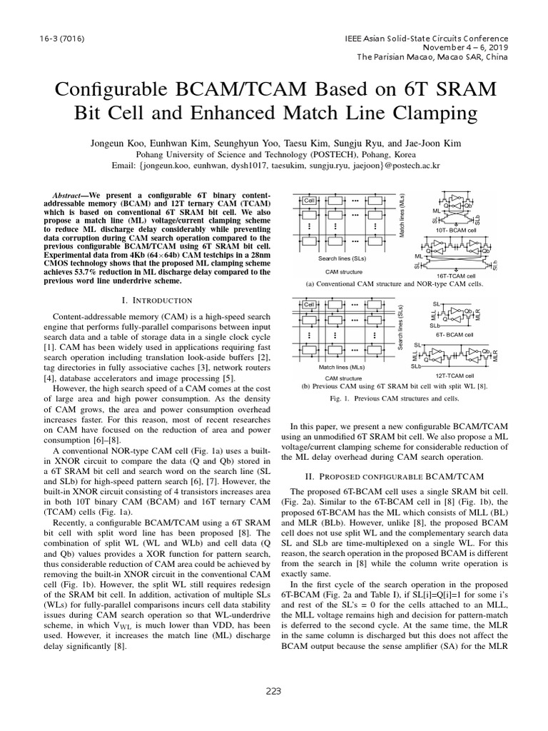Configurable BCAM/TCAM with 6T SRAM | PDF | Integrated Circuit ...