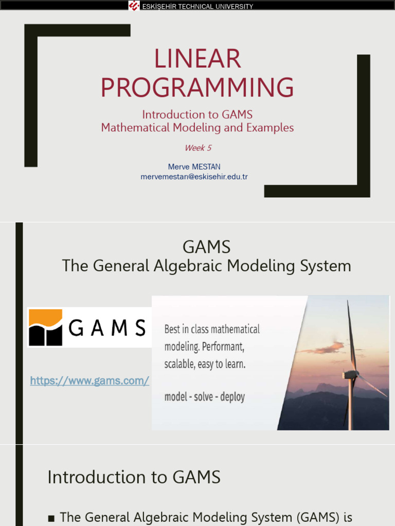 GAMS: Introduction to Linear Programming | PDF | Equations | Linear ...