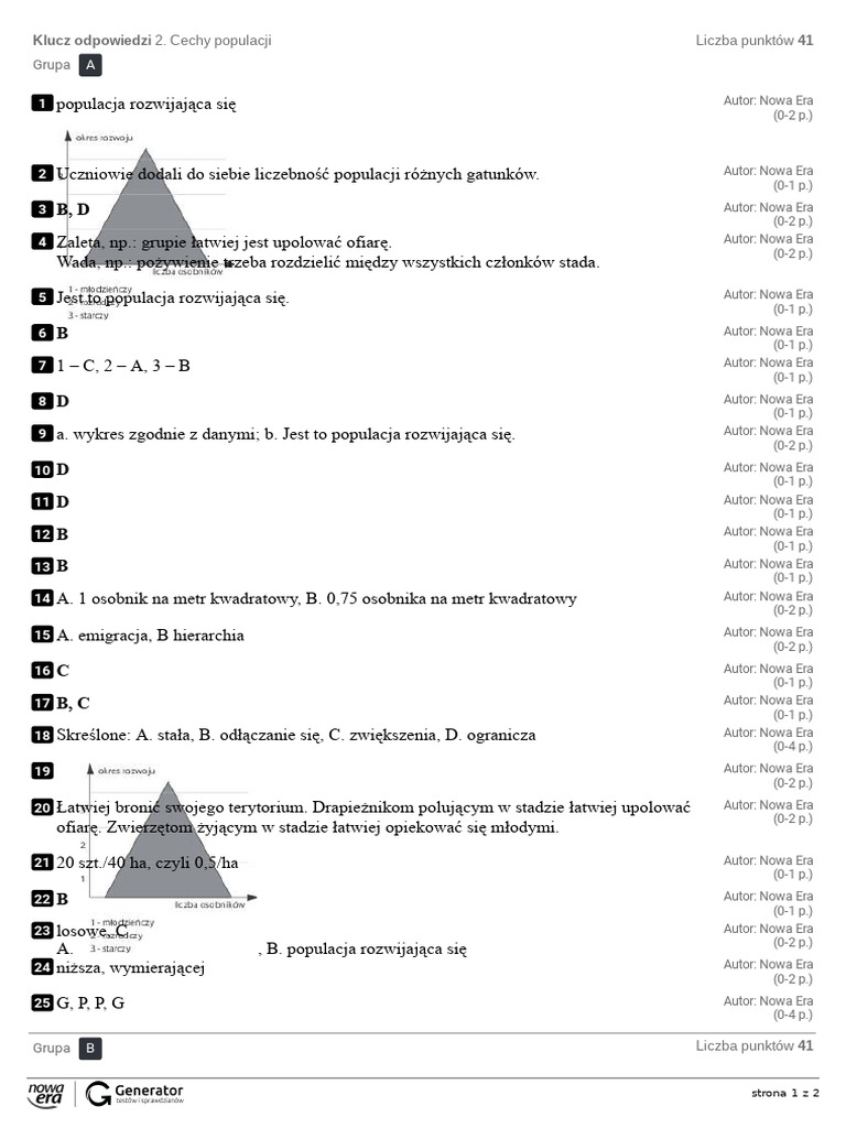 Klucz Odpowiedzi Cechy Populacji | PDF