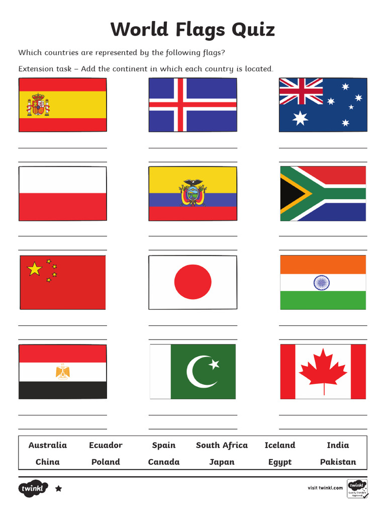 World Flags Identification Quiz | PDF | Asia | Europe