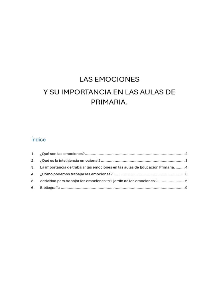 Emociones en Aulas de Primaria | PDF | Las emociones | Autorregulación ...