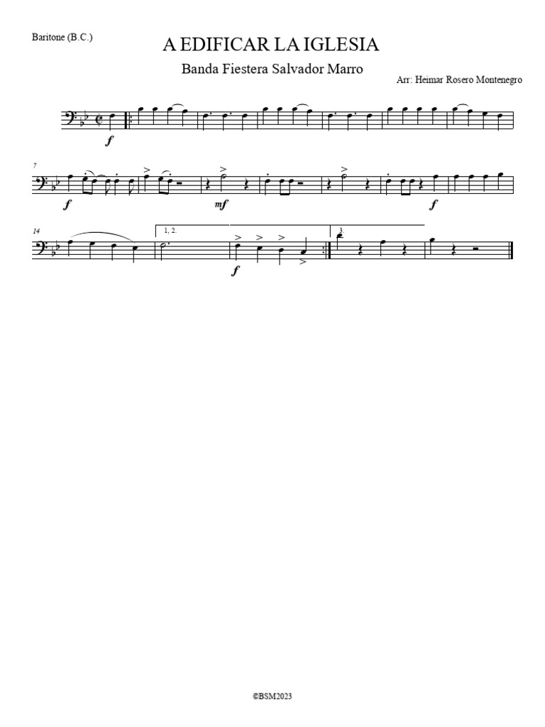 A Edificar la iglesia 2023 BSM - Score - Baritone (B.C.) | PDF
