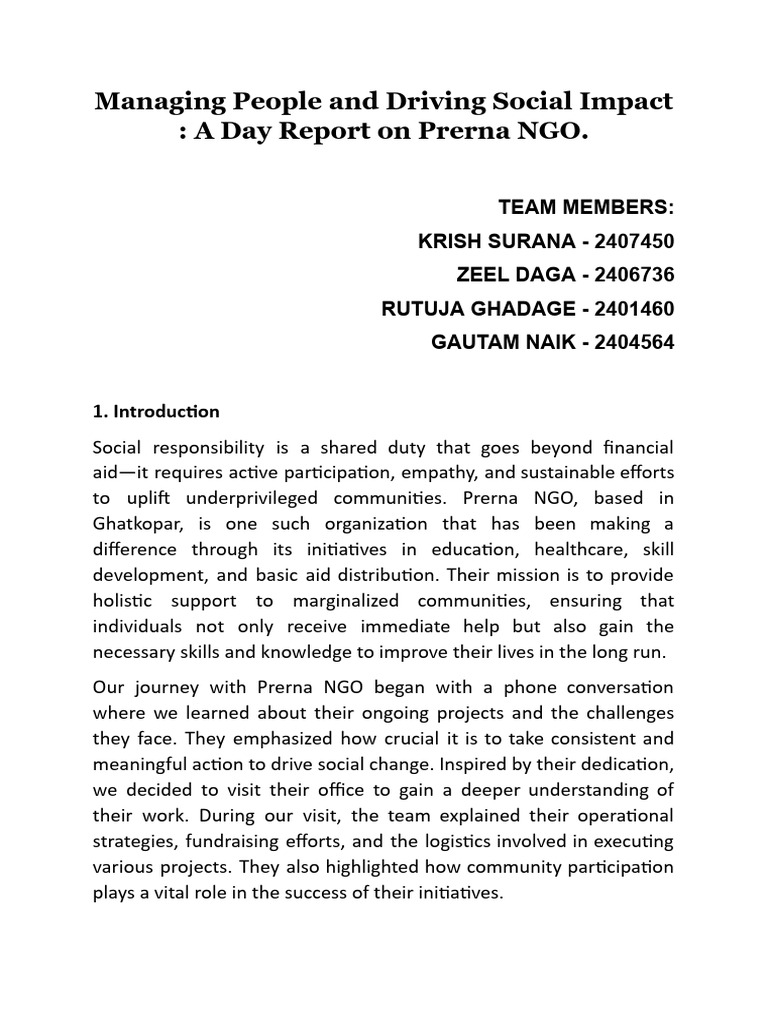 Managing People and Driving Social Impact | PDF