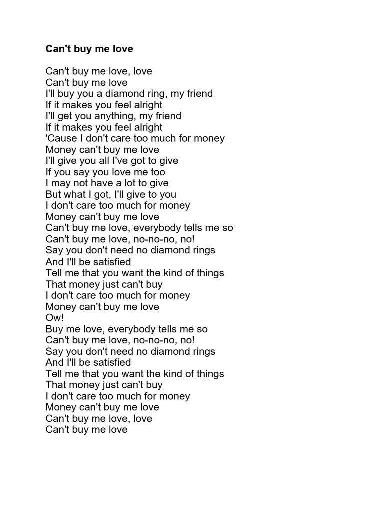 Money Can't Buy Love: A Song Analysis | PDF