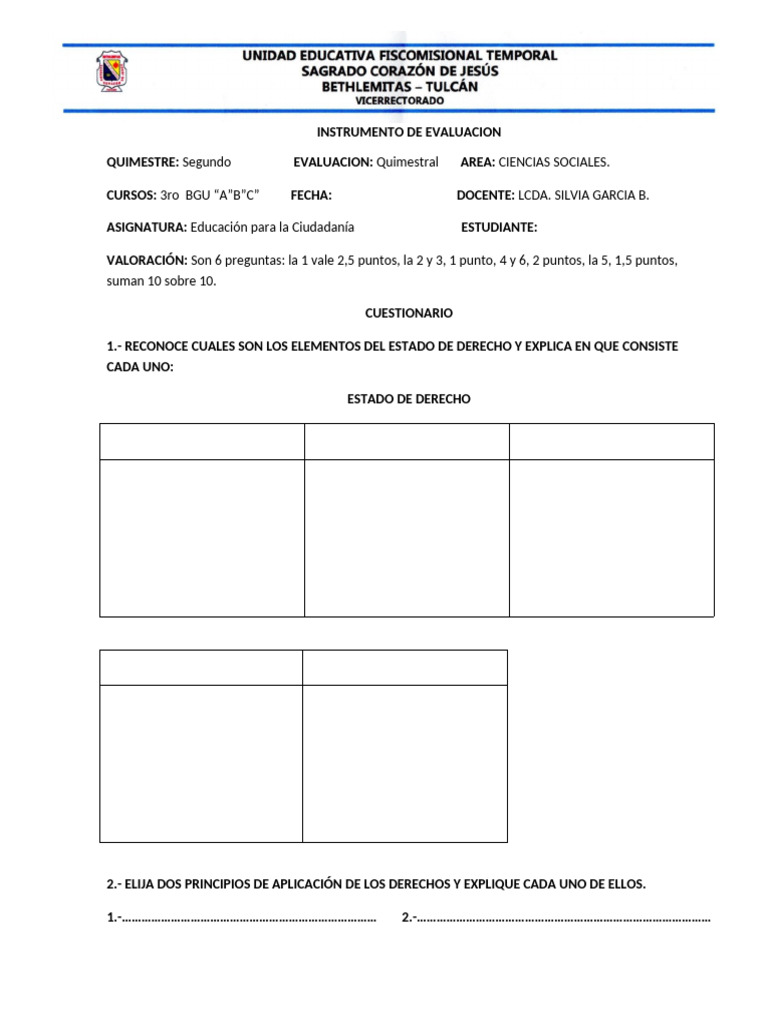 Evaluacion 2do Quimestre Ed - Ciud. 3erobgu 15-16 | PDF | Justicia | Crimen y violencia