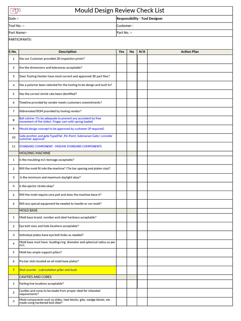 Mold Design Review Checklist (Rev.01) | PDF | Mechanical Engineering ...