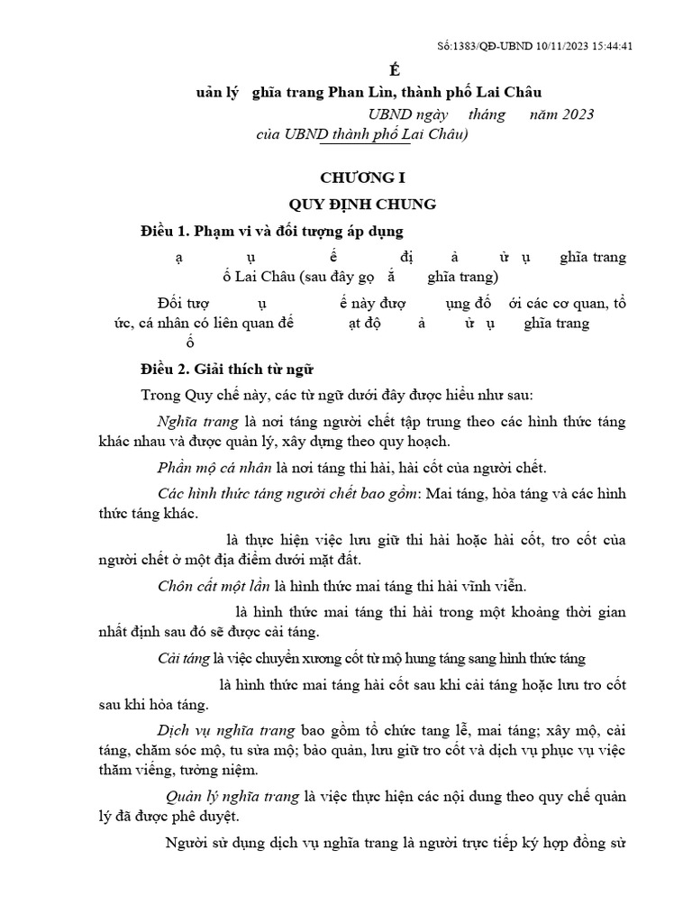 Quy Che Quan Ly Nghia Trang Phan Lin Ef0bb | PDF