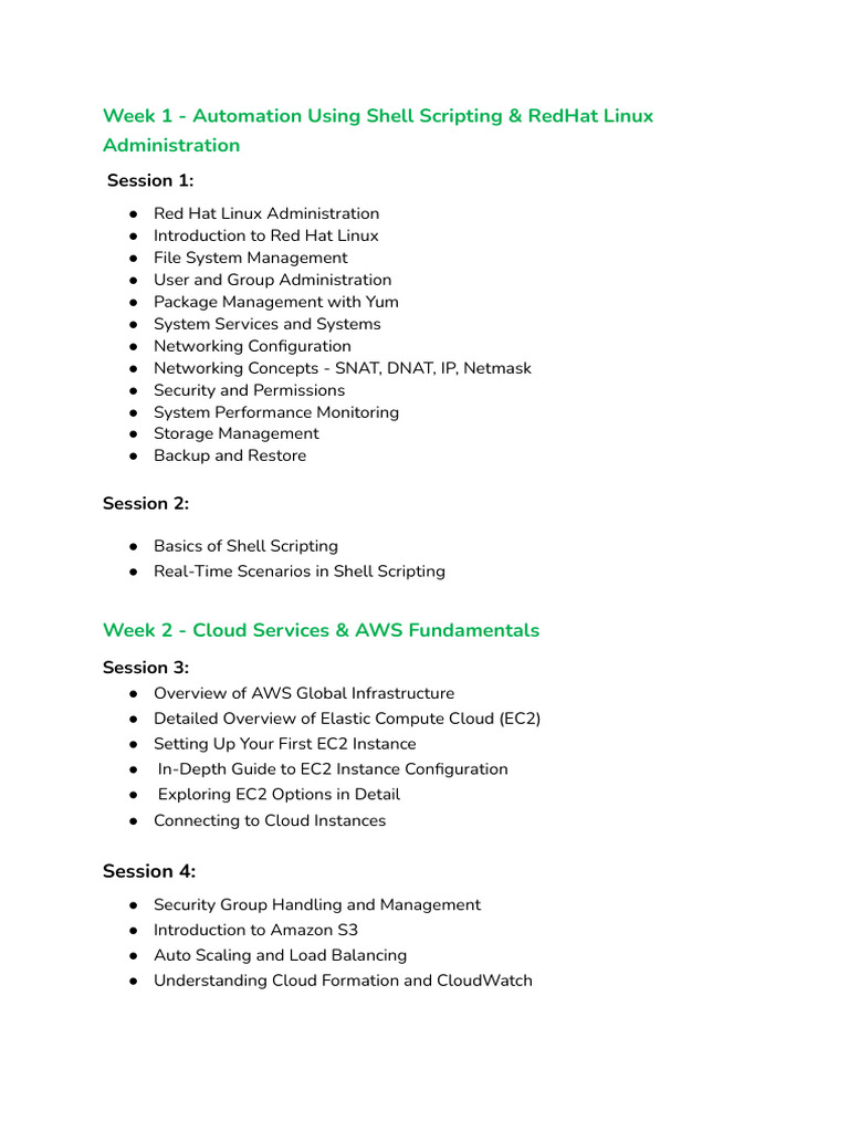 Week 1 - Automation Using Shell Scripting & Redhat Linux Administration | PDF | Computer Network ...