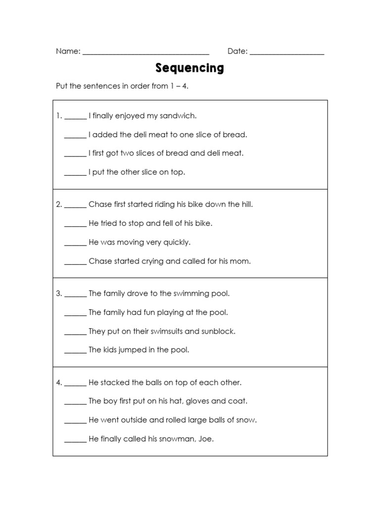 SequencingWorksheet-1 | PDF