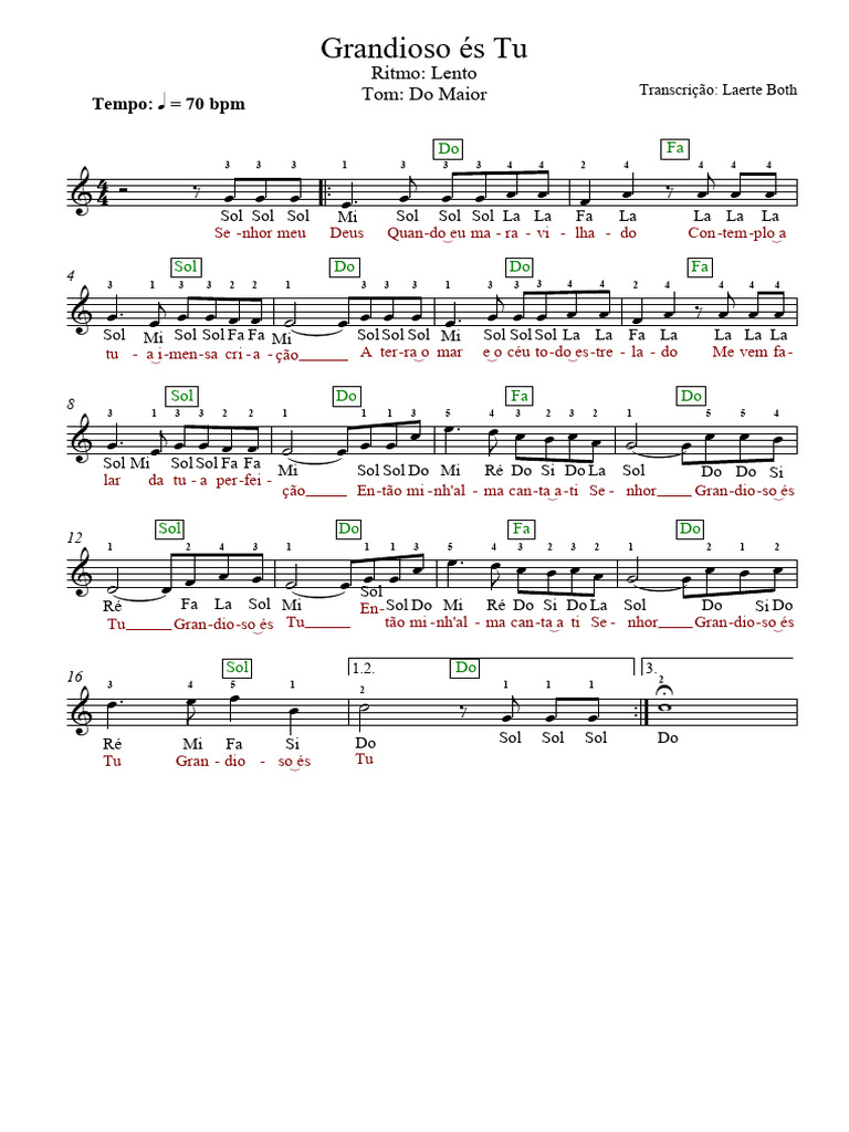Grandioso És Tu - Partitura | PDF