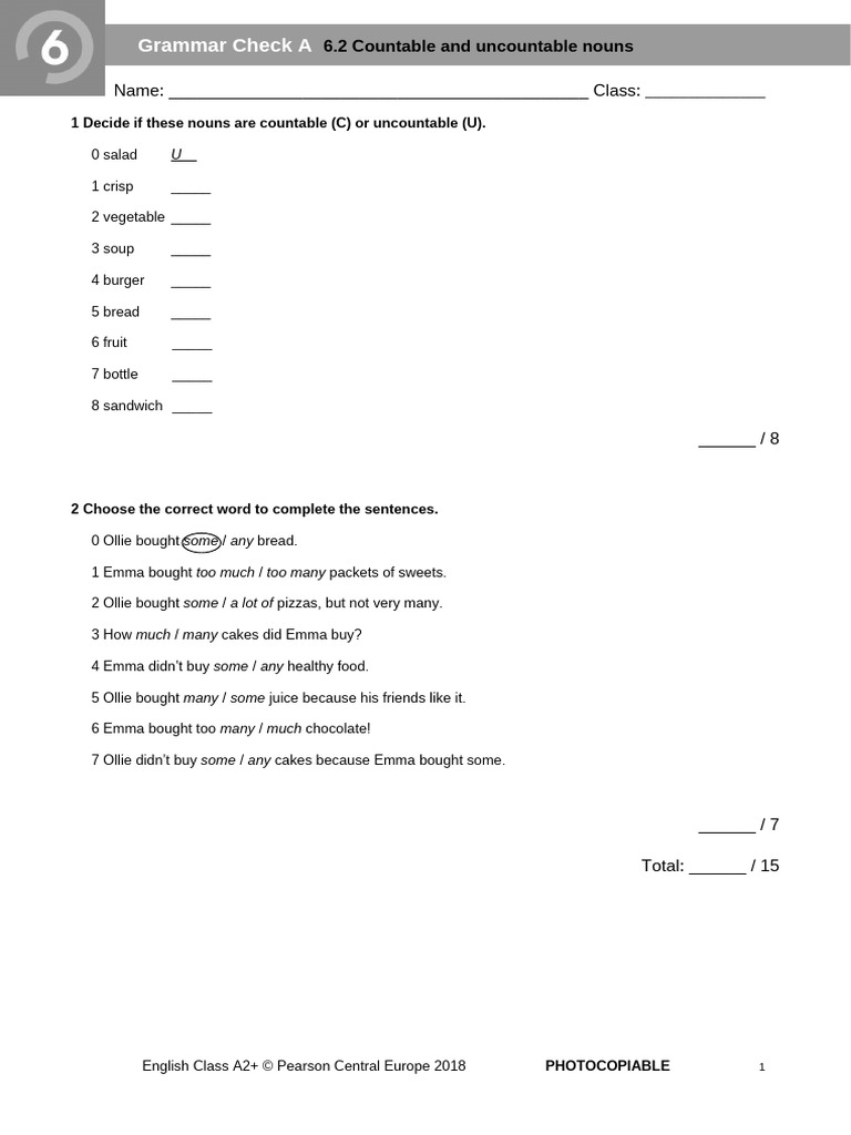 ECA2+ - Tests - Grammar Check 6.2A - 2018 | PDF