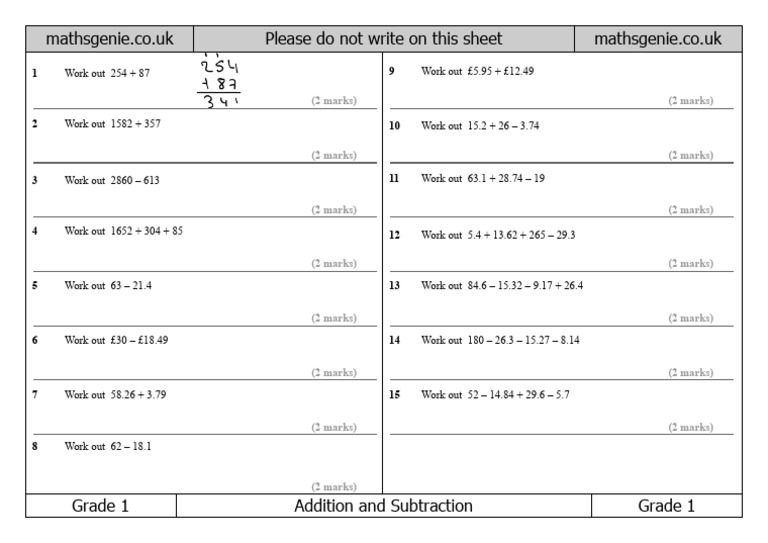 1-addition-and-subtraction-ws | PDF