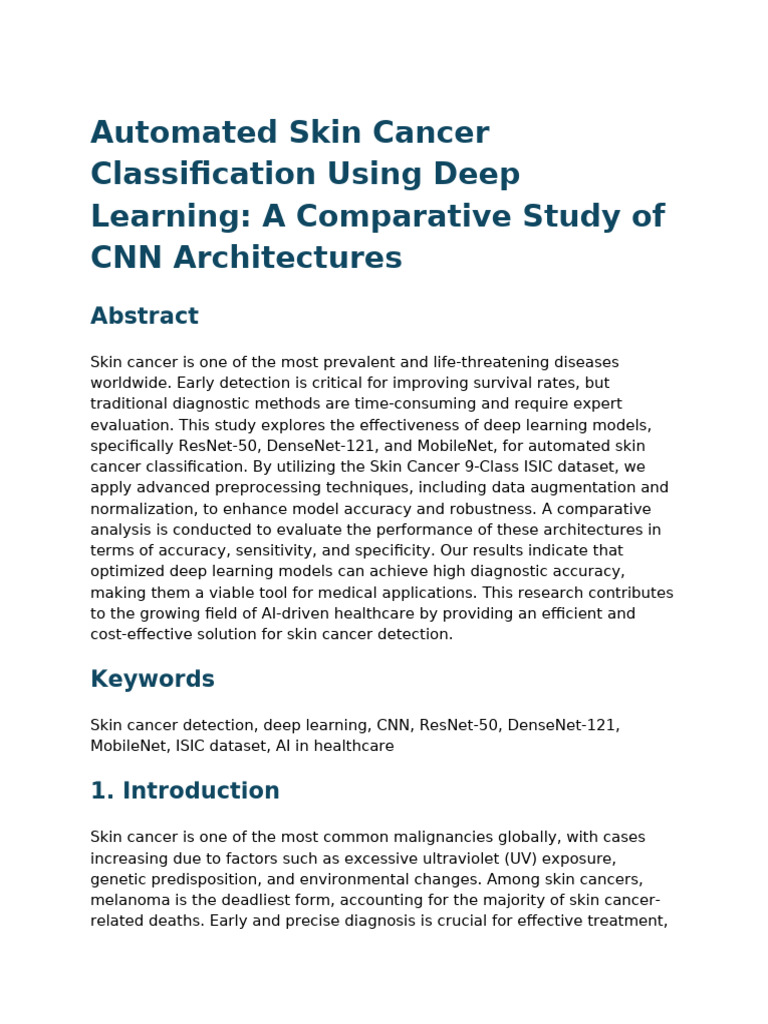 skin cancer classification 1 | PDF | Deep Learning | Skin Cancer