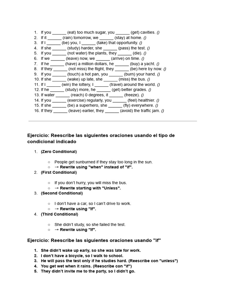 Ejercicios Condicionales | PDF