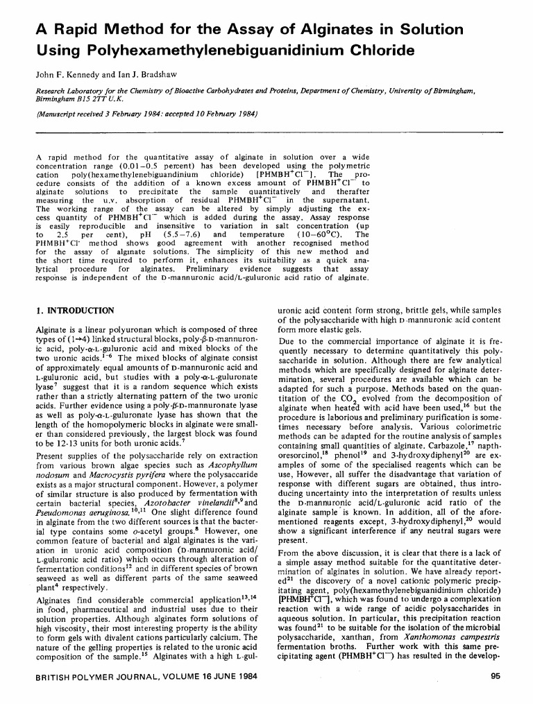 Kennedy and Bradshaw, 1984-Determination of Alginate | PDF | Salt ...