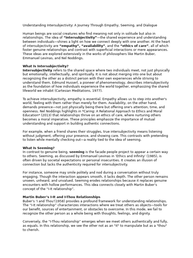 Understanding Intersubjectivity | PDF