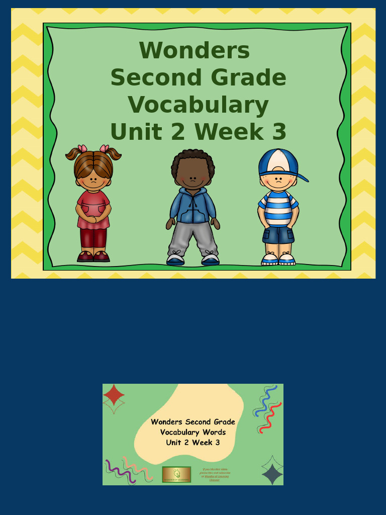 Wonders Second Grade Vocabulary Unit 2 Week 3 | PDF